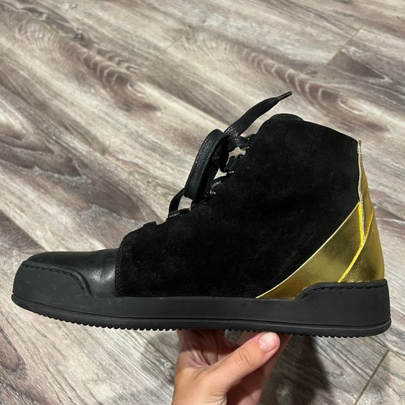Balmain | Shoes | Balmain Black And Gold Sneakers | Poshmark